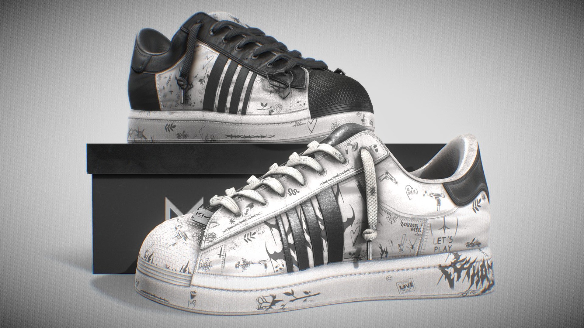 CUSTOM Sneakers - Gameready asset - 3D model by M E M E N T O ...