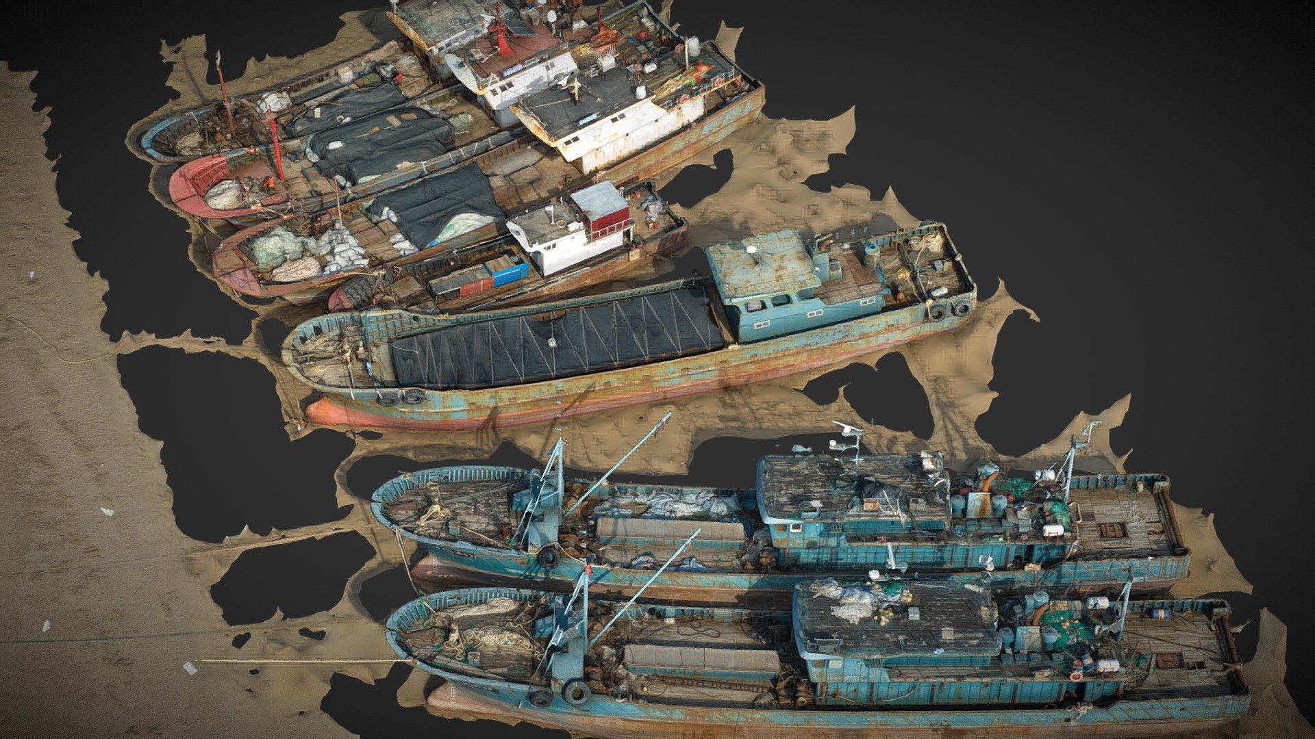 Fishing boat, fishermen, fishing port, coast - Download Free 3D model ...