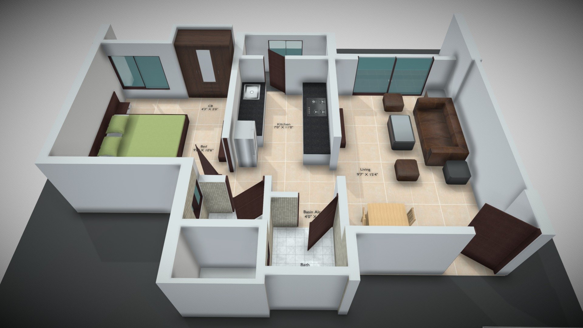 Rustomjee_Global City _1 BHK - 3D model by SquareYards (@square-yards ...