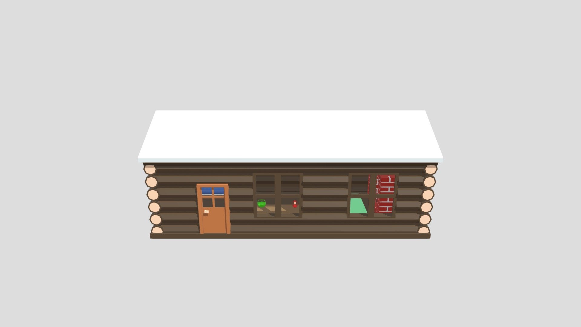 Log Cabin (Low Poly) - Download Free 3D model by UnknownNumber [87ddded ...