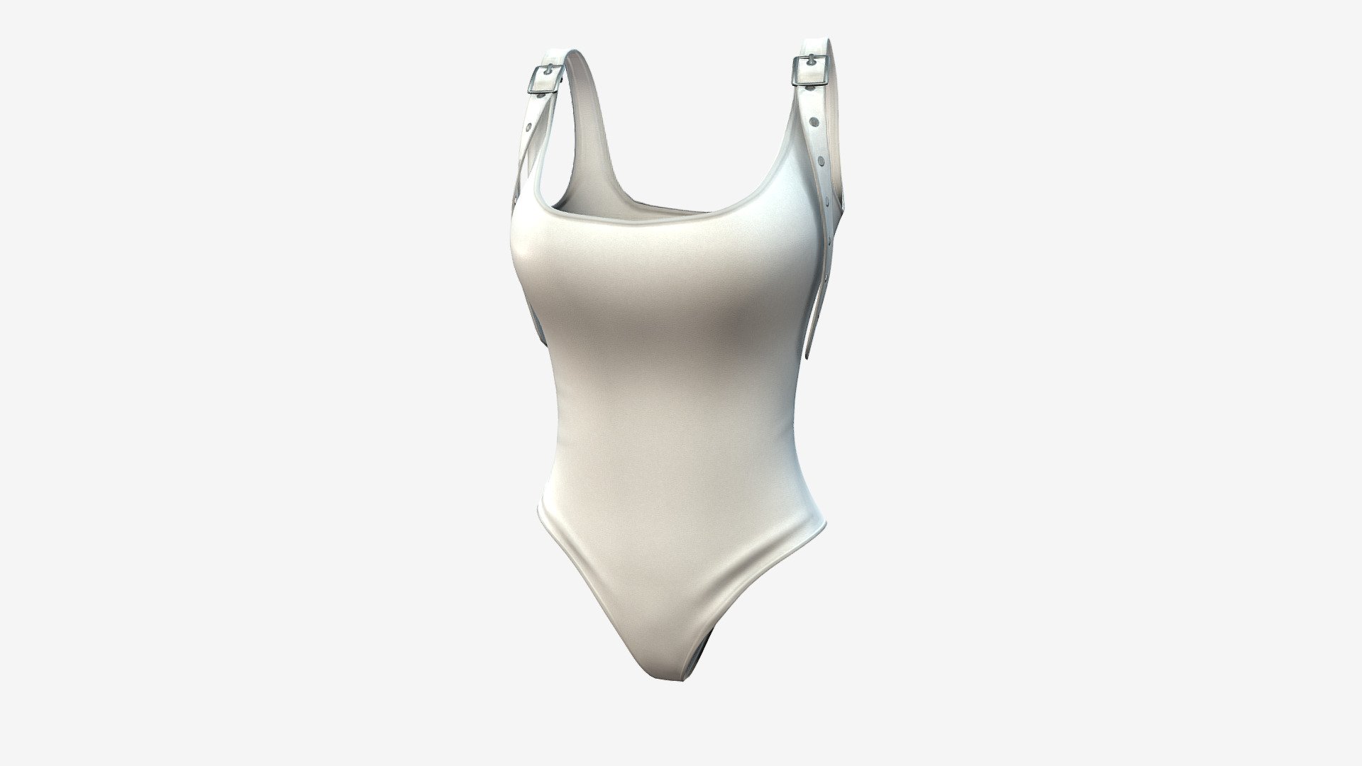Female Shoulder Belt Straps White Bodysuit - Buy Royalty Free 3D model ...