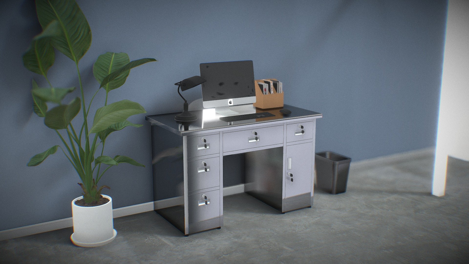 Stainless Stell Desk Scene - Download Free 3D model by Pickeri ...
