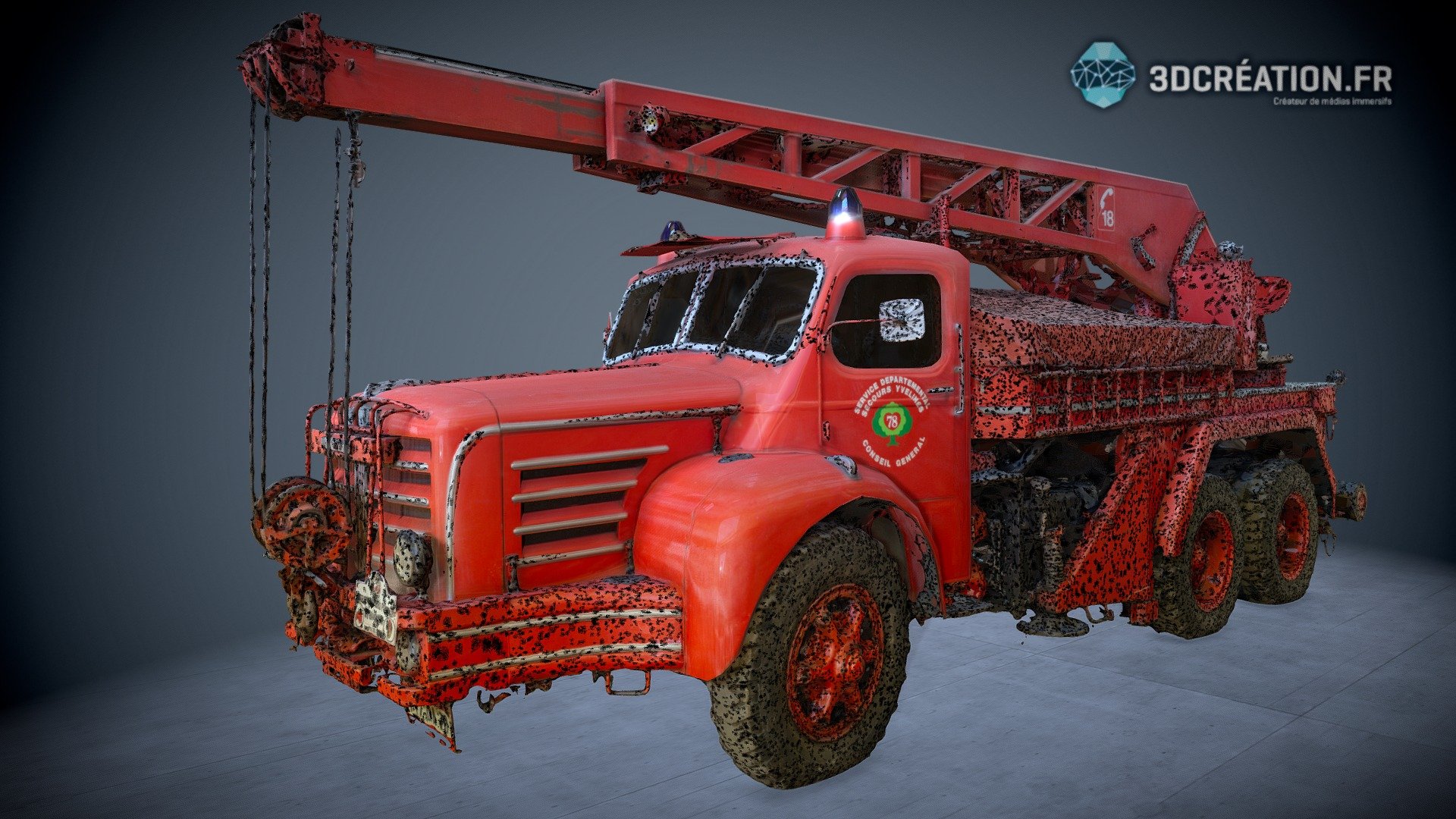 Camion Pompier Grue Berliet 1959 - 3D model by 3dcreation_lyon [87f6fec ...