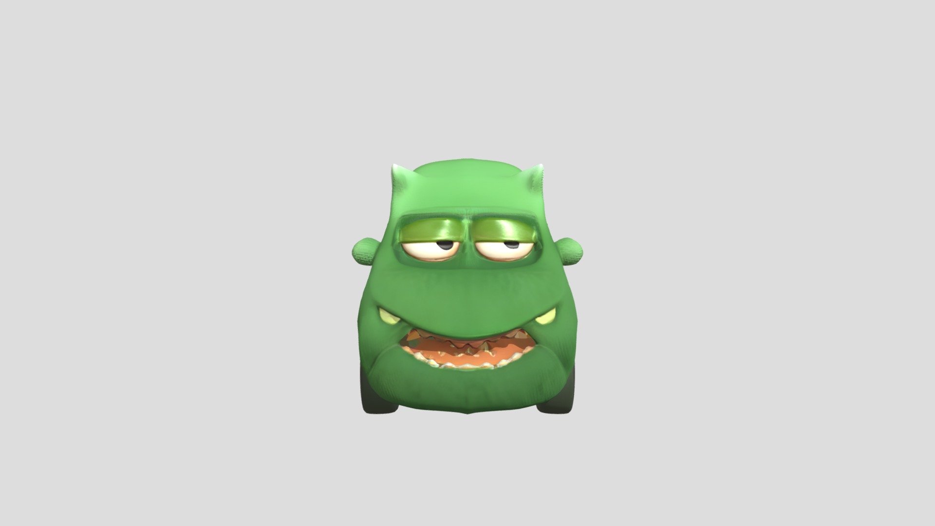 Green furry cartoon car with face and teeth - 3D model by beamNG_Mods ...