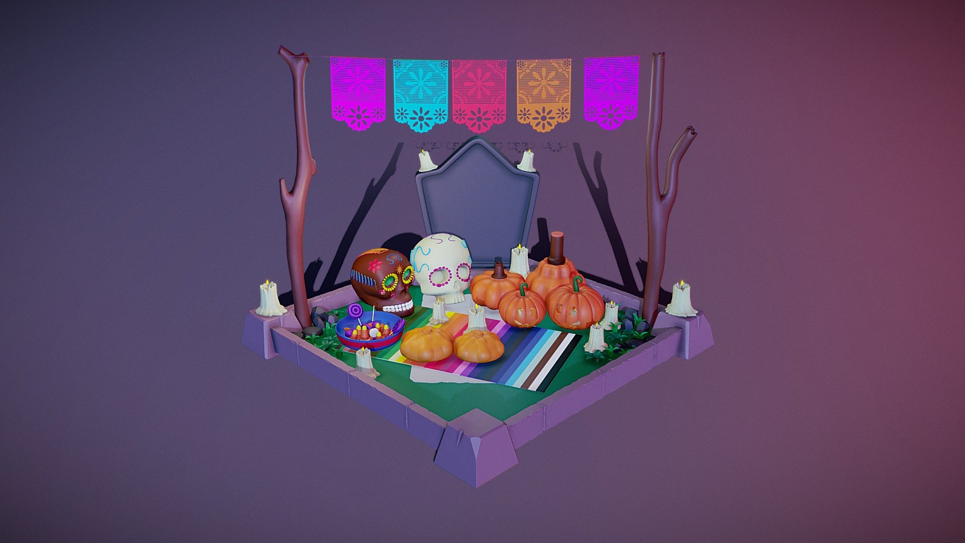 Diorama de Día de Muertos - Buy Royalty Free 3D model by 3D Chop Art ...