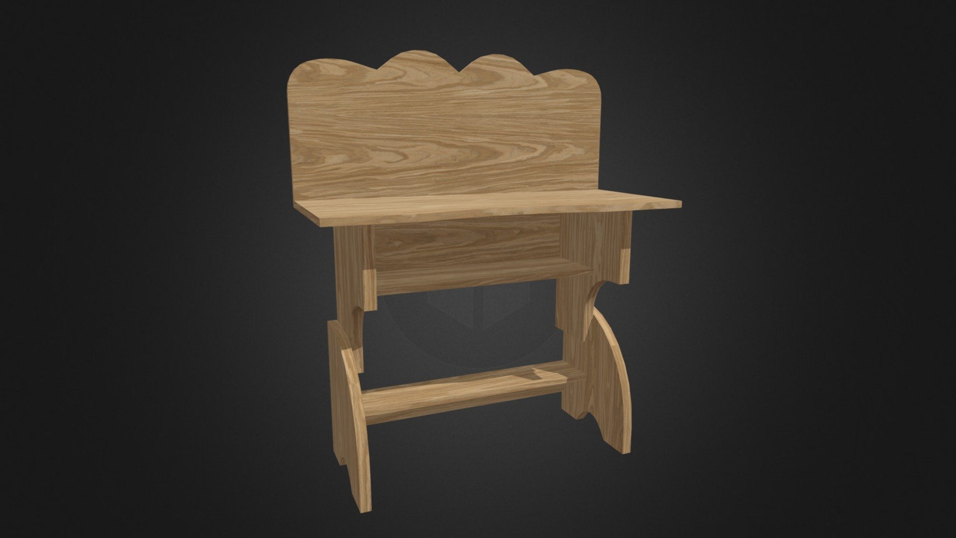 A wooden desk with a shelf - 3D model by Annandakumar [882df73] - Sketchfab