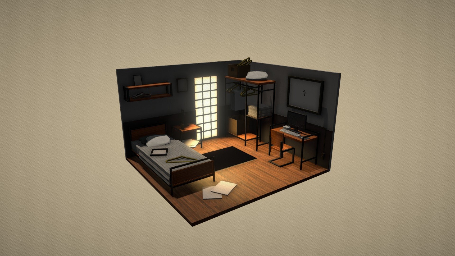 Basic Room - 3D model by Joan Chang (@Blepblepblep) [8834e65] - Sketchfab