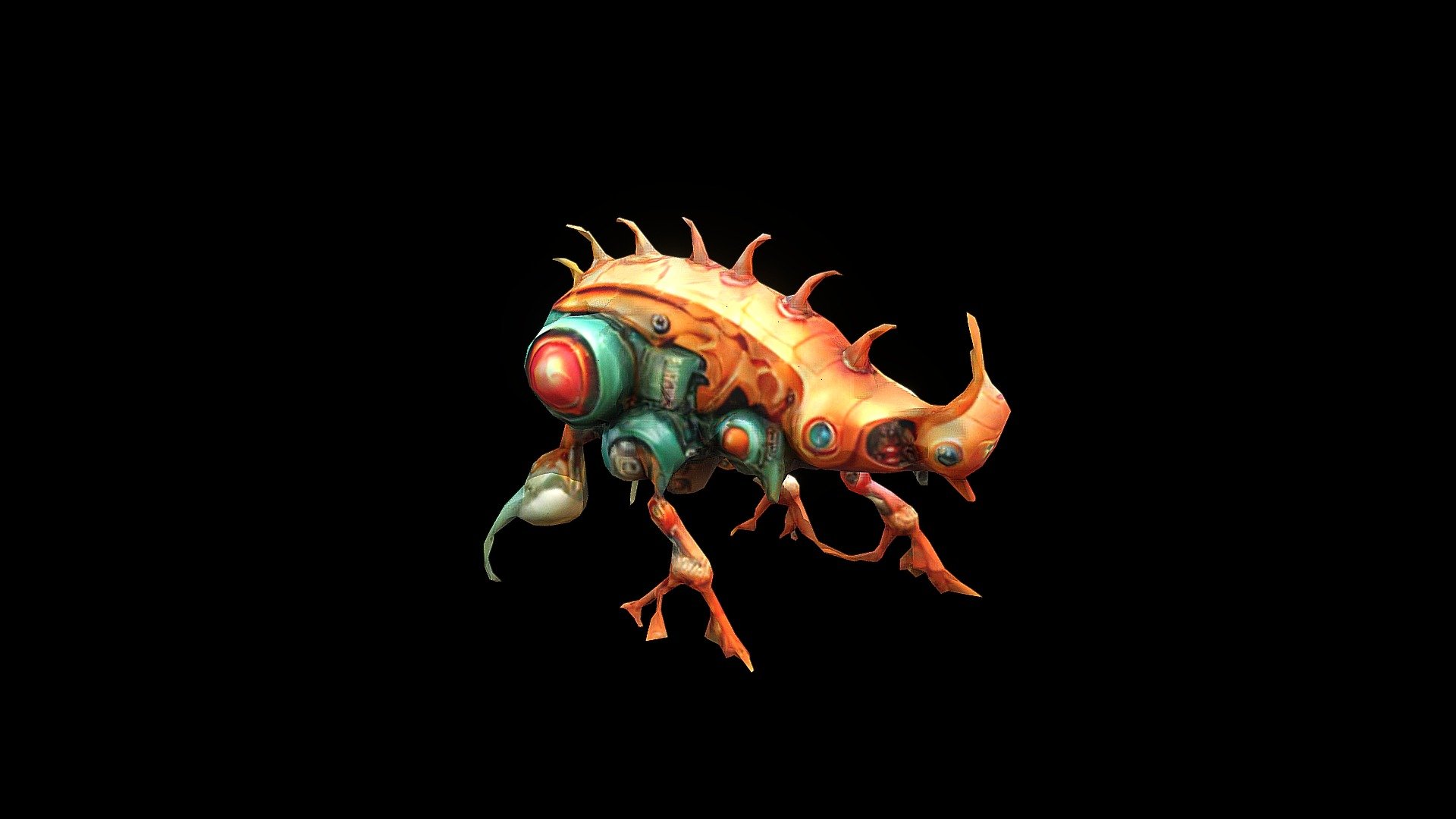 a cartoon drawing of a creature with a red ey - Download Free 3D model ...