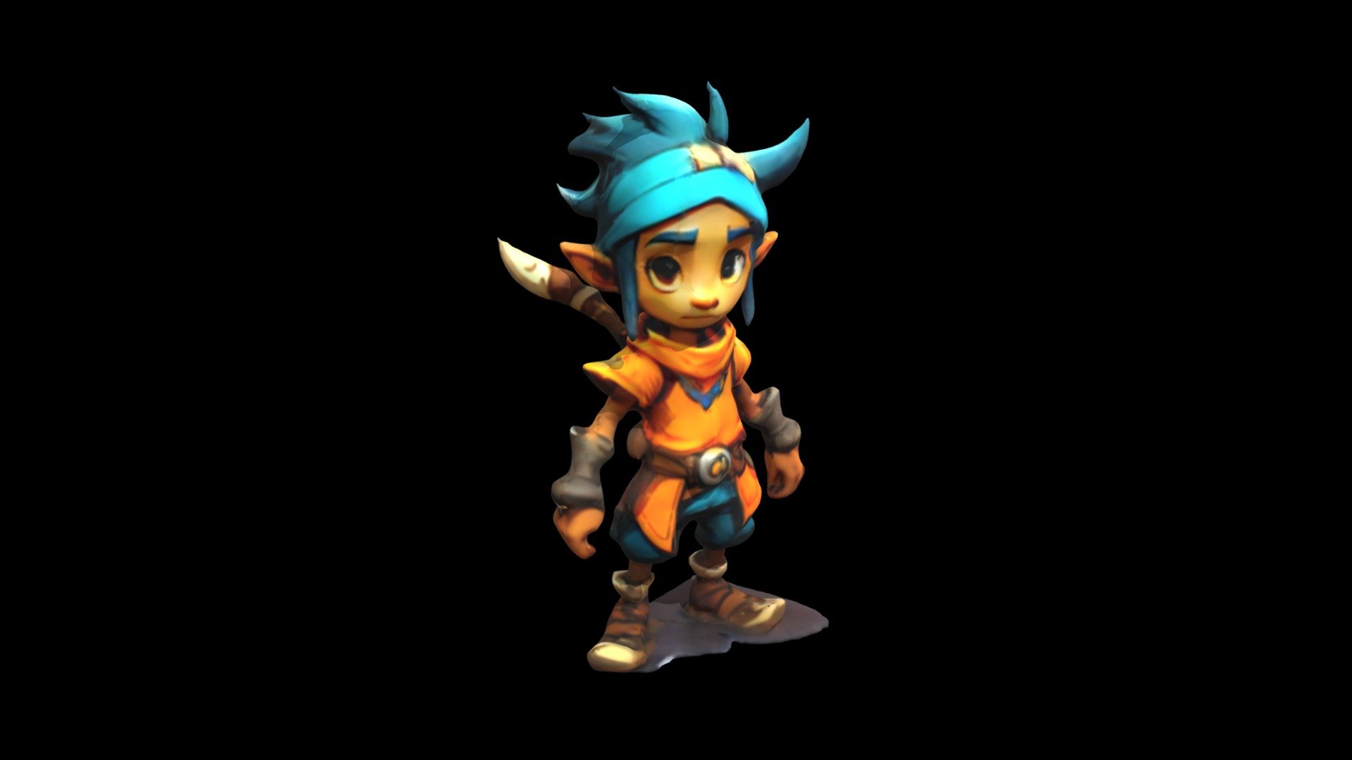 a cartoon character with blue hair and a blue - Download Free 3D model ...