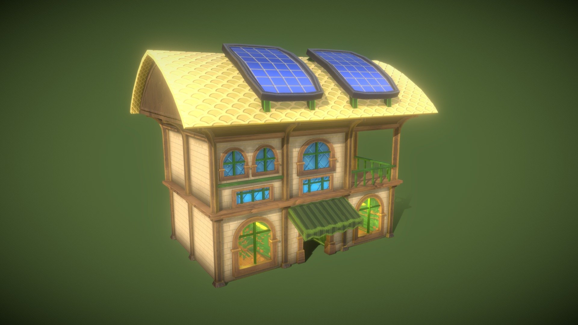 Stylized Solar Punk Building - 3D model by vicdanrex07 [8851c39 ...
