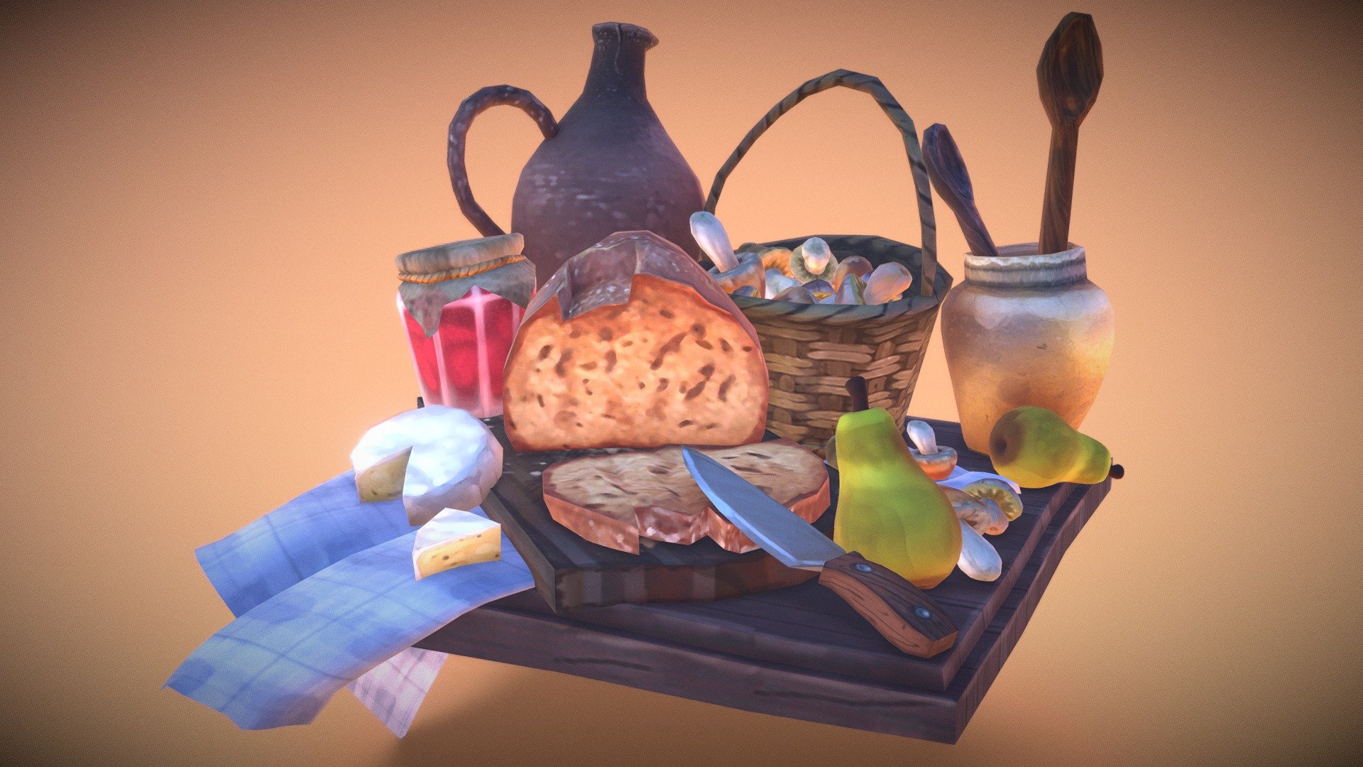 Stylized hand painted food scene - 3D model by justMe (@anomalyyy ...