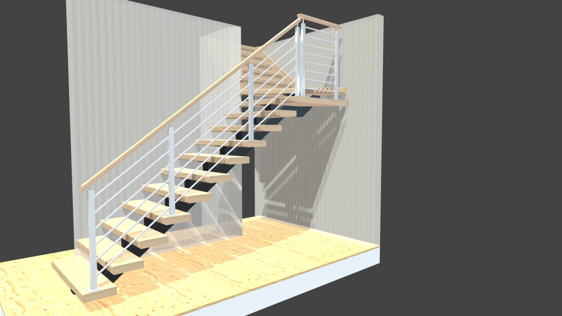 Mono stringer 2 winder end and boxed stair - 3D model by 3D Software ...