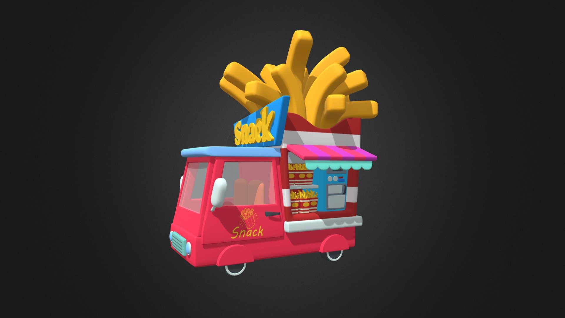 Asset - Cartoons - Food Car - Potato Snacks Car - Buy Royalty Free 3D ...