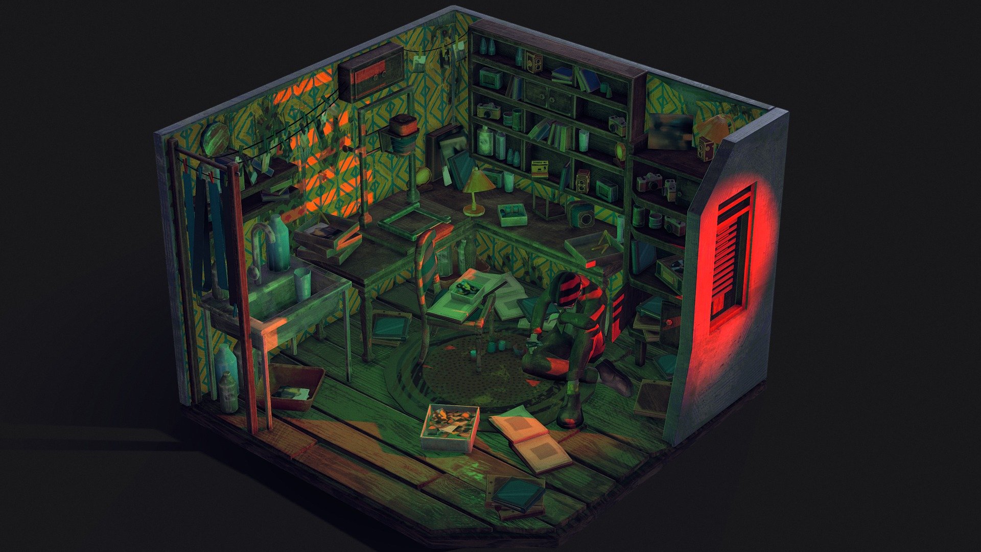 Darkroom Low Poly Hand Painted Diorama - Buy Royalty Free 3D model by ...