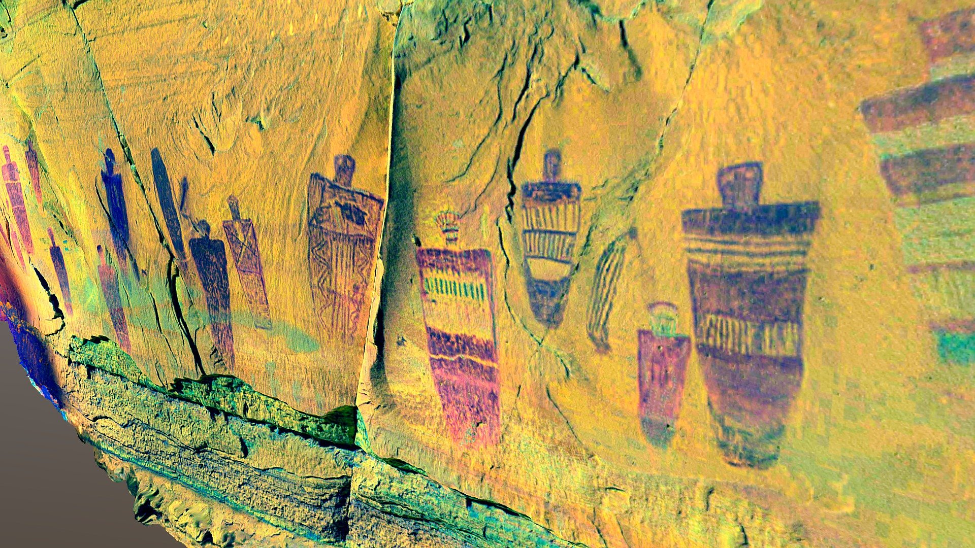 The Great Gallery Rock Art Panel, UT-DStretch - Download Free 3D model ...