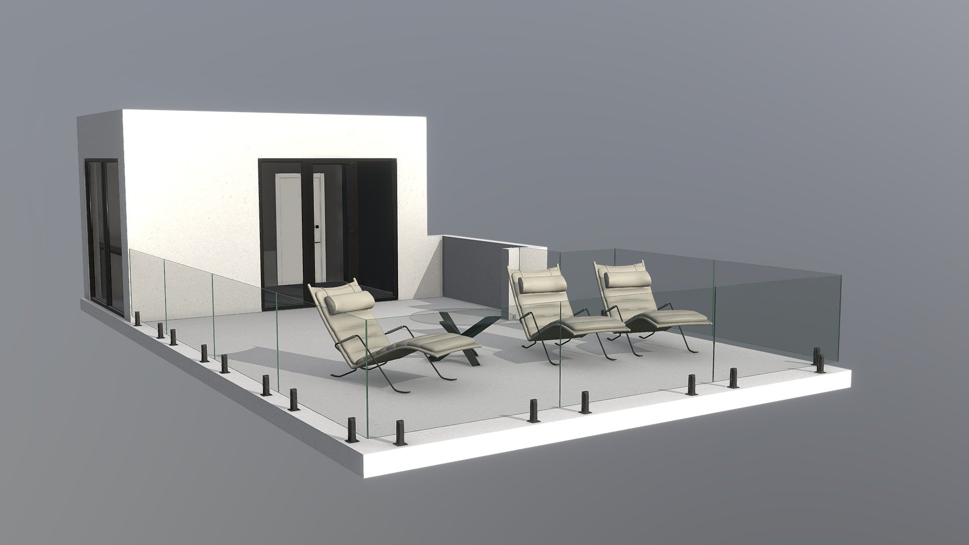 Glass Railings W/ Spigots - Download Free 3D model by ...