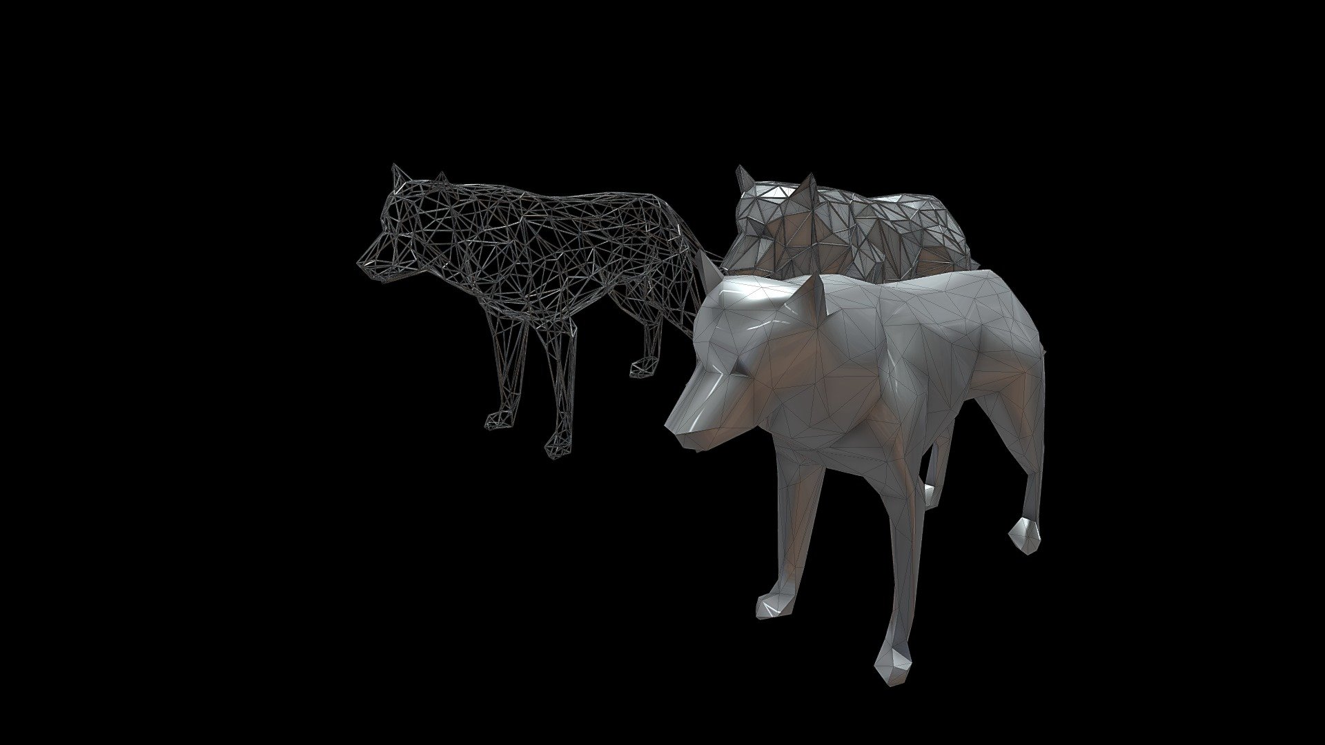 Lobos - Voxel - Lowpoly - Wireframe - 3D model by escala.libre.mx (@Arq ...