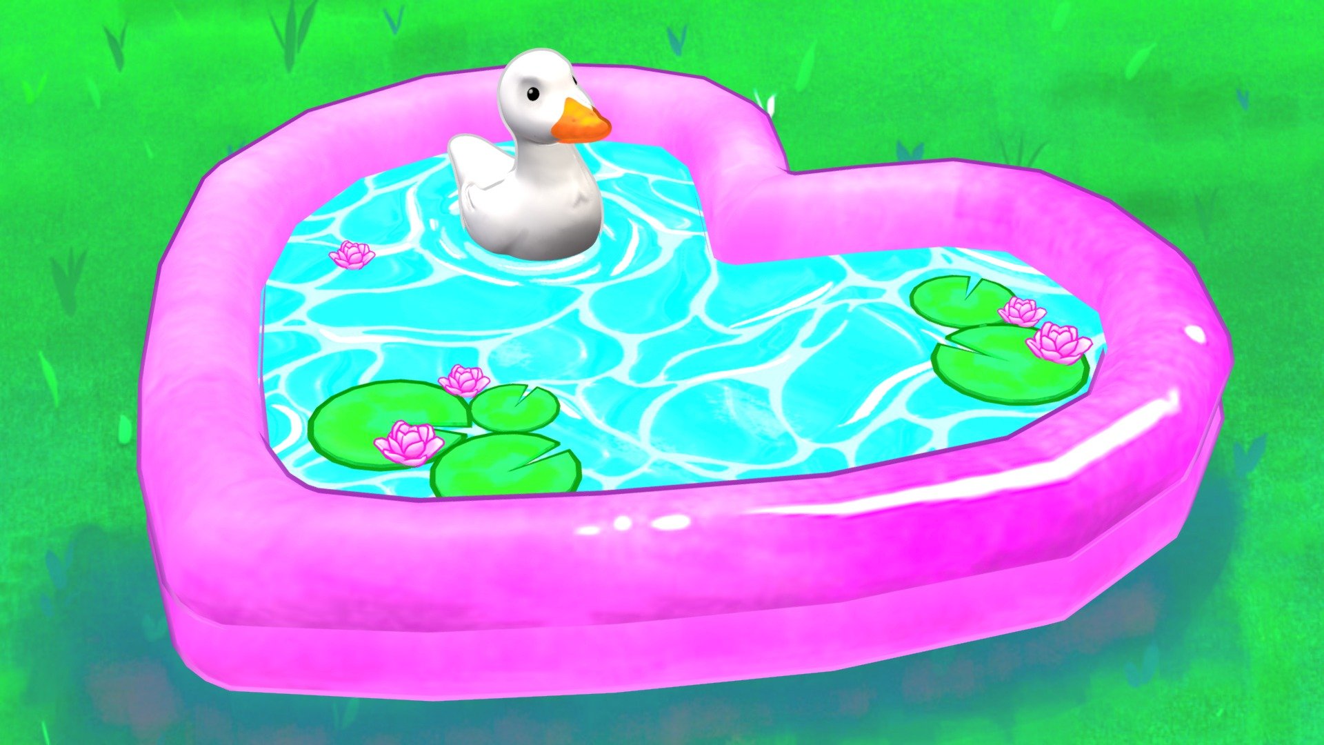 Duck in a pool - 3D model by AbrilGtz [887fb37] - Sketchfab
