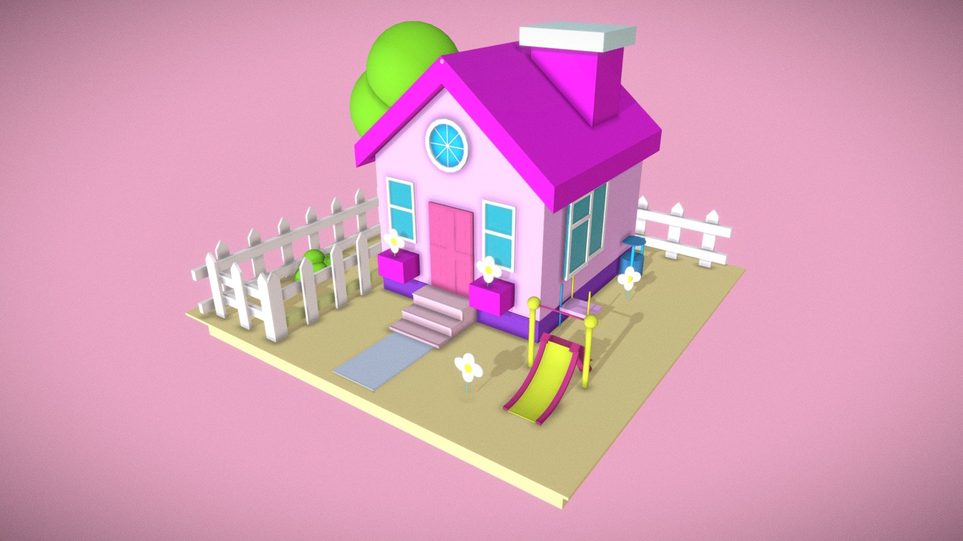 Cute House - 3D model by ESDA Solo (@solo2) [8881e94] - Sketchfab