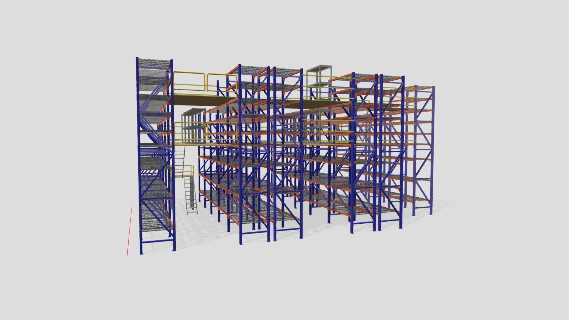 3 Level Pallet Rack Mezzanine - 3D model by warehouserack.com [8889dc1 ...