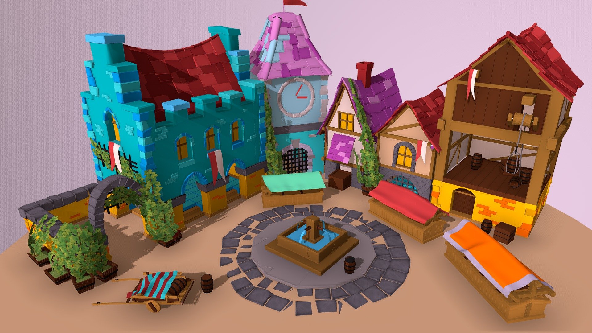 Stylised marketplace - 3D model by burnedhrum [888b3af] - Sketchfab