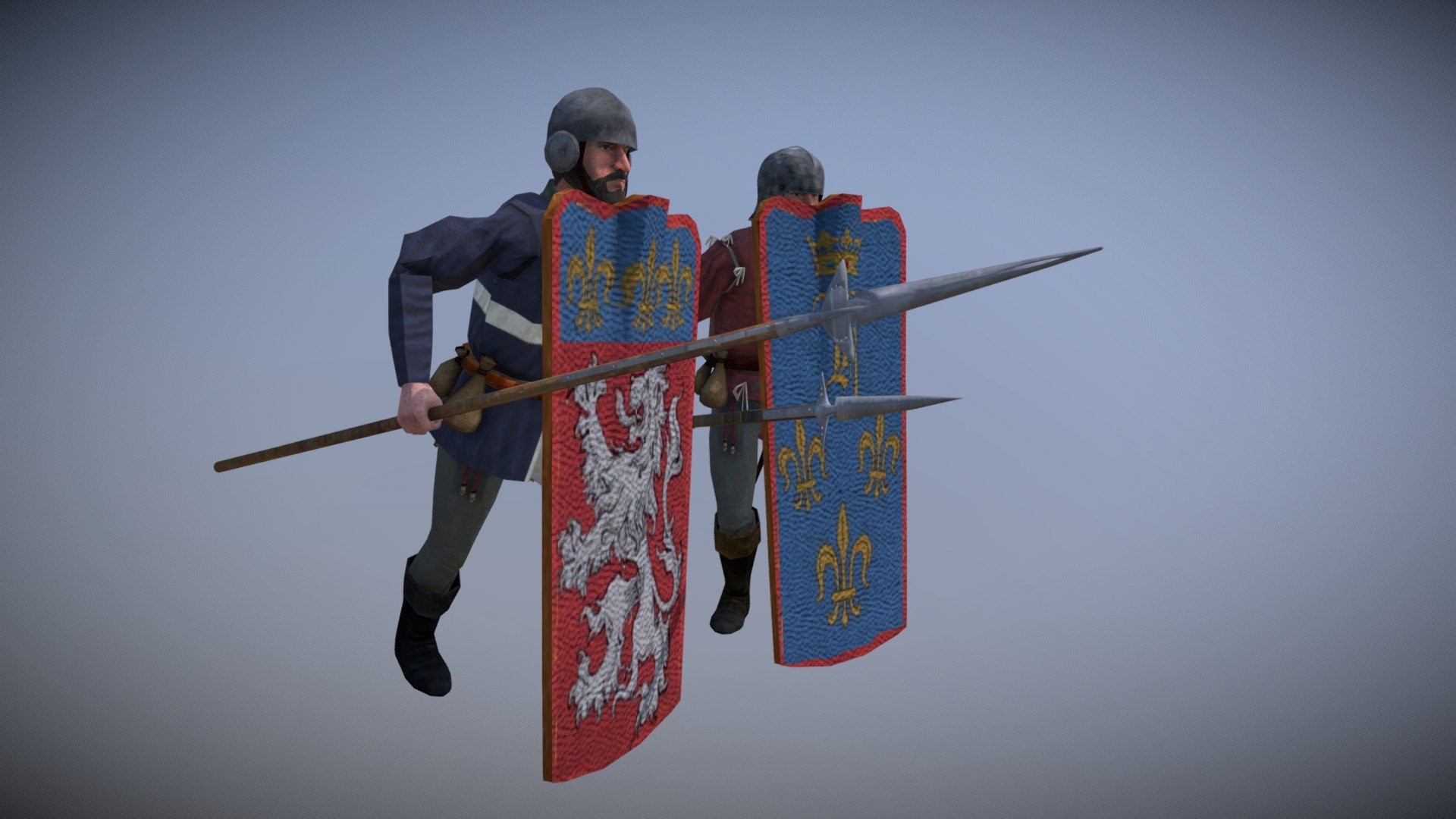 French Militia Pavisiers (Heavy Spearmen) - 3D model by mylae [8898097 ...