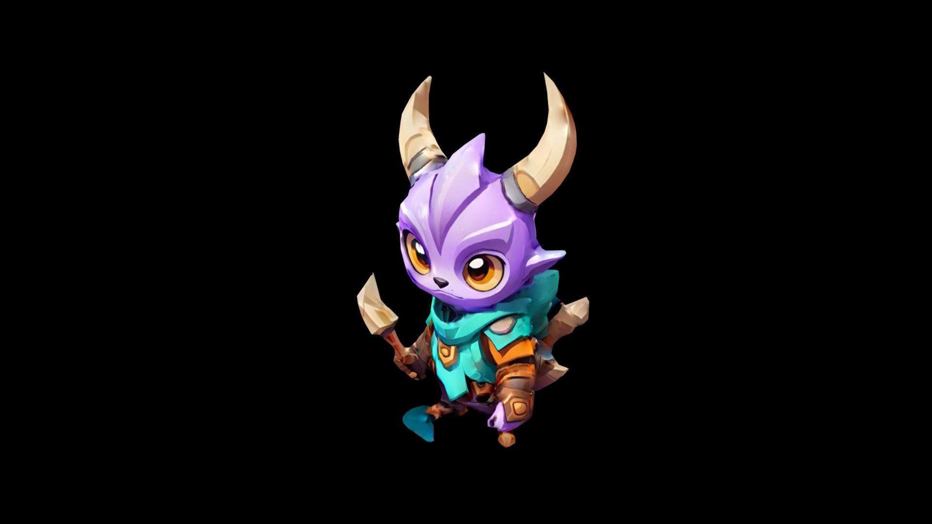 A cute purple horned monster with a turquoise sc - Download Free 3D ...