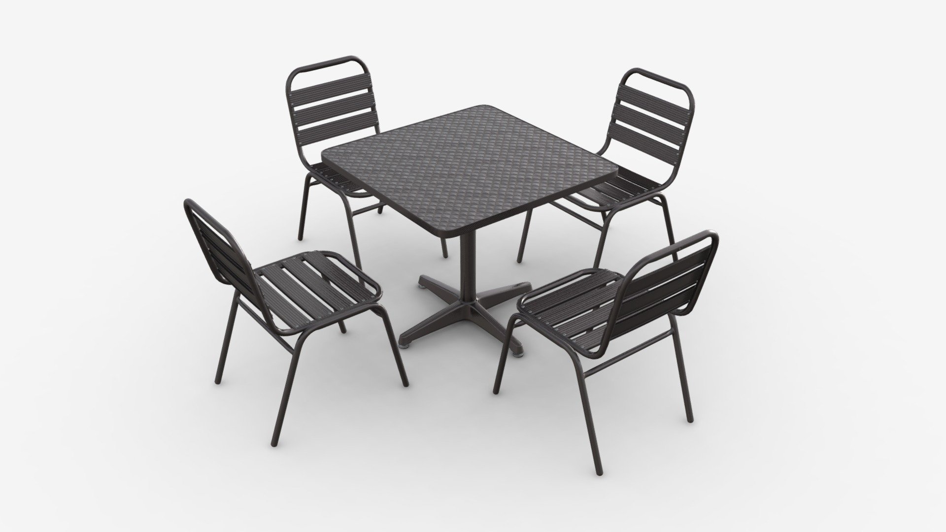 Square Metal Dining Table with Chairs - Buy Royalty Free 3D model by ...