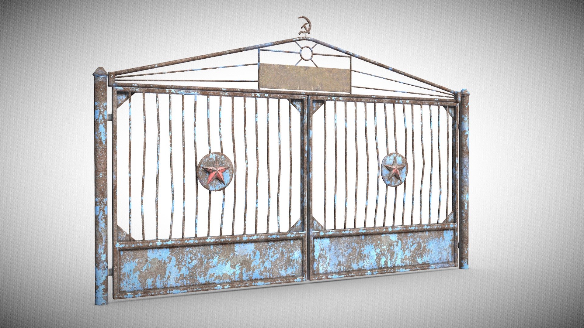 Gates old damaged painted blue rusted da1 - Buy Royalty Free 3D model ...