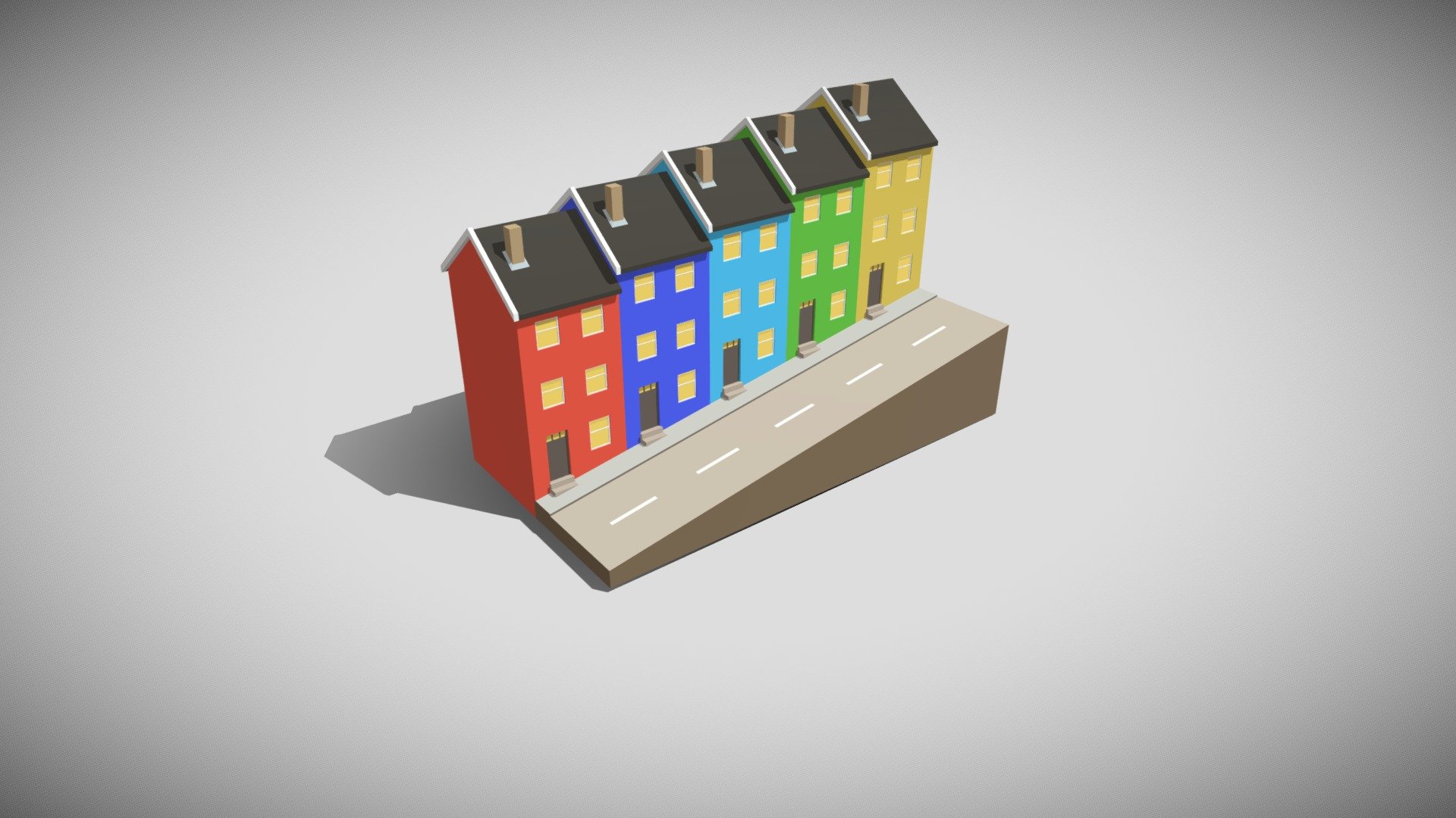 Row Of Houses - 3D model by aesirbear [88d56ca] - Sketchfab