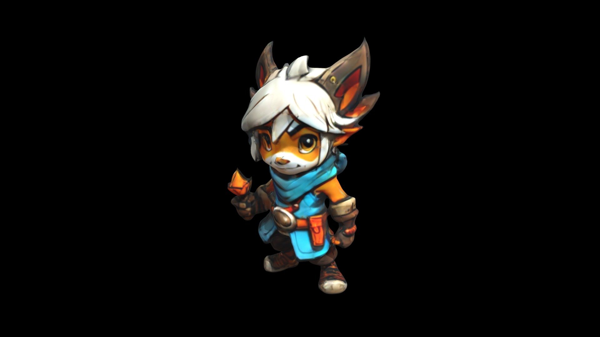 a cartoon drawing of a fox holding a torch - Download Free 3D model by ...