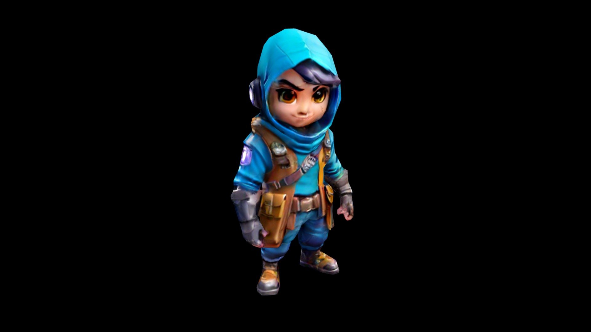 Anime-style 3D character with short hair, wearin - Download Free 3D ...
