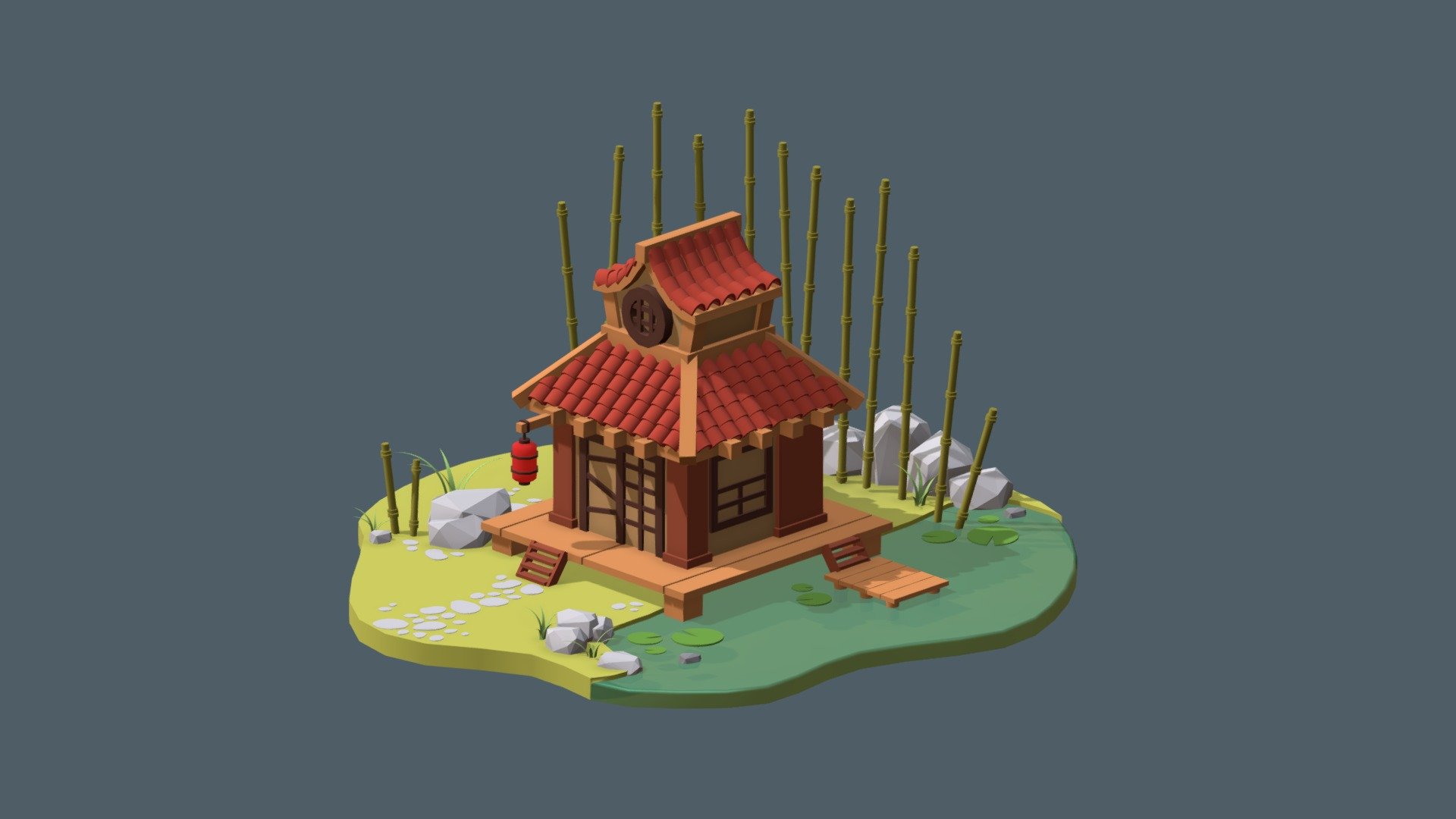 Japanese riverside - Simple scene - 3D model by Tiebo Baerten ...