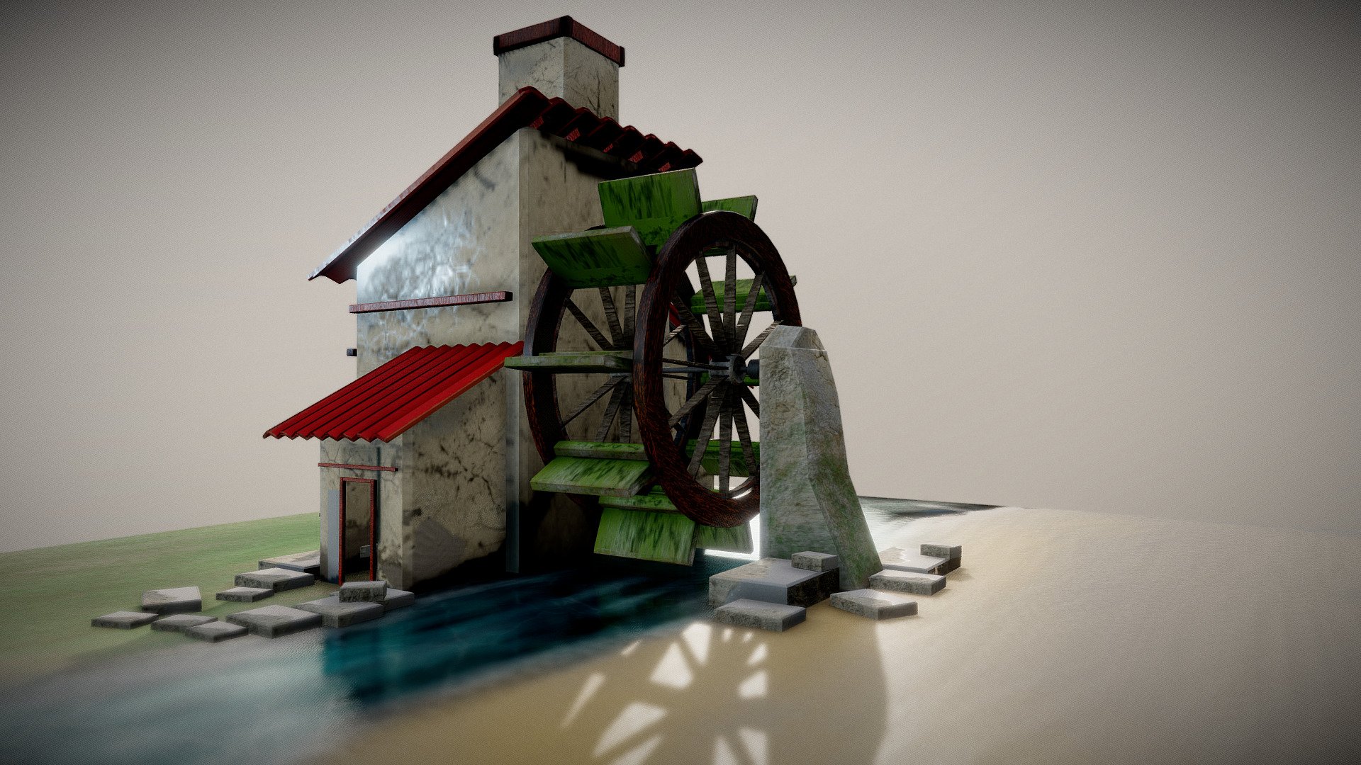 Watermill animation - 3D model by Gabomillán (@gabomillan) [88e89eb ...
