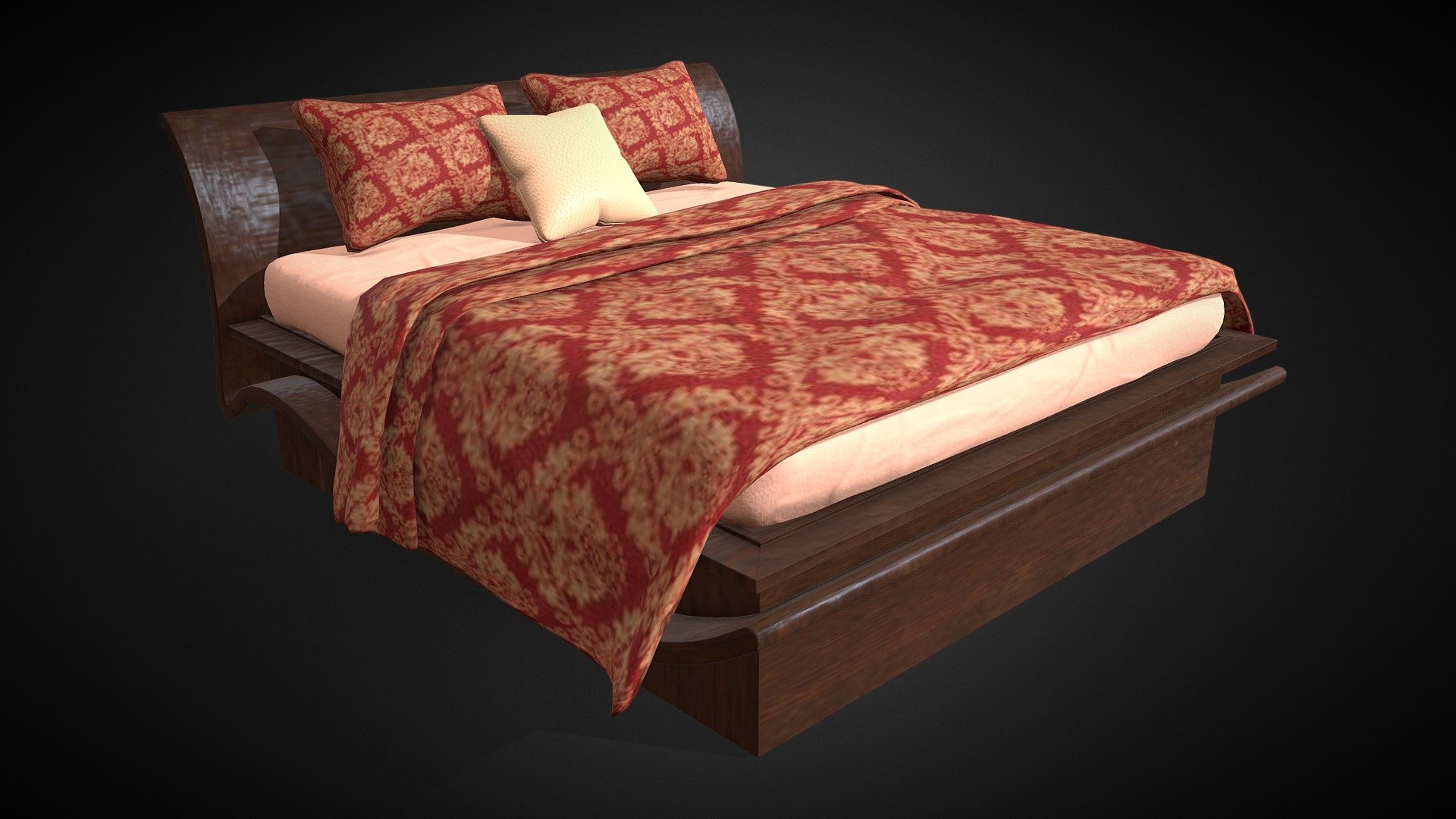 Wooden Bed 3D Model [ Znanye ] - 3D model by znanye_studio [88eedc3 ...