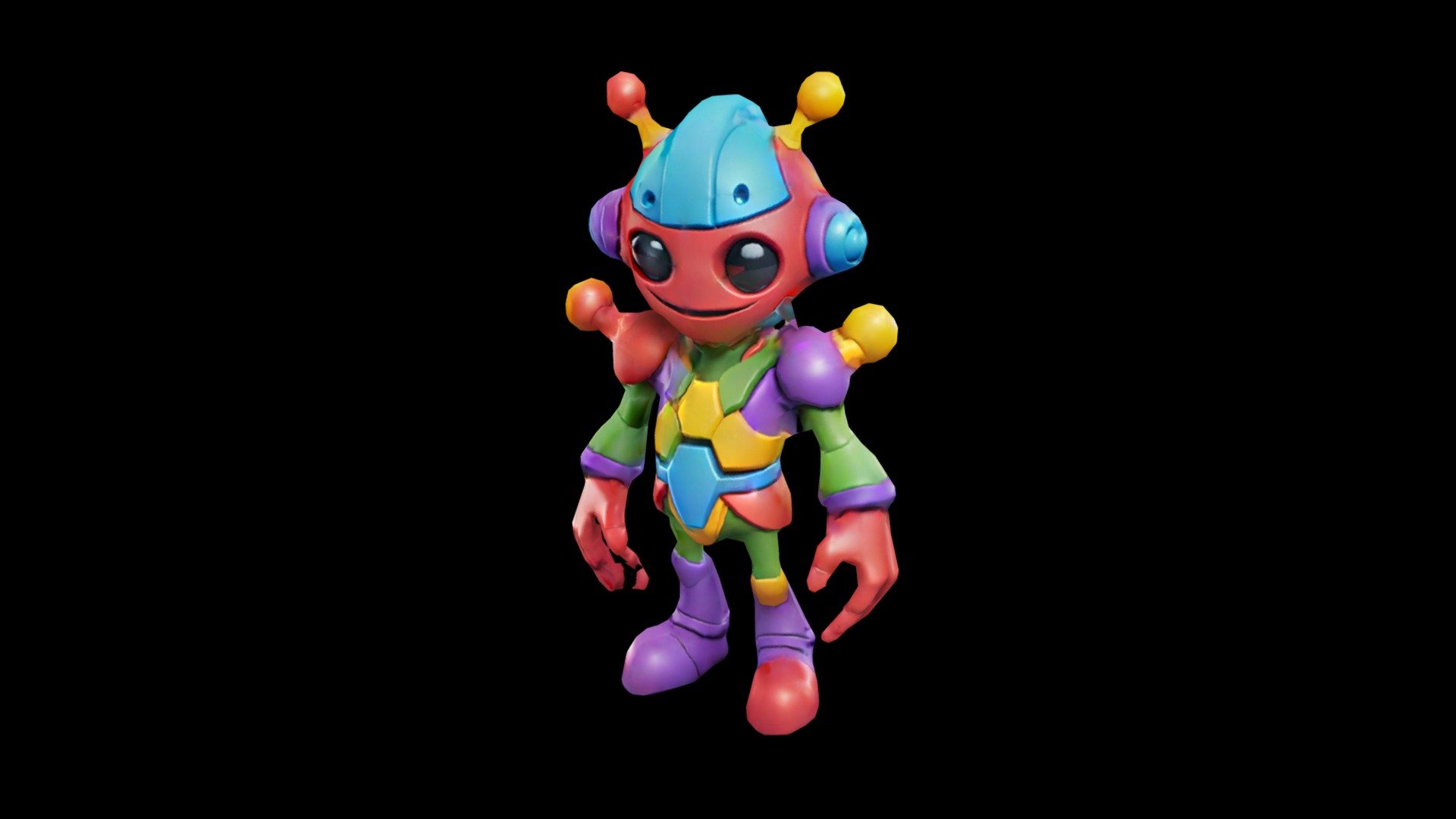 A 3D render of a multi-colored robot with a larg - Download Free 3D ...