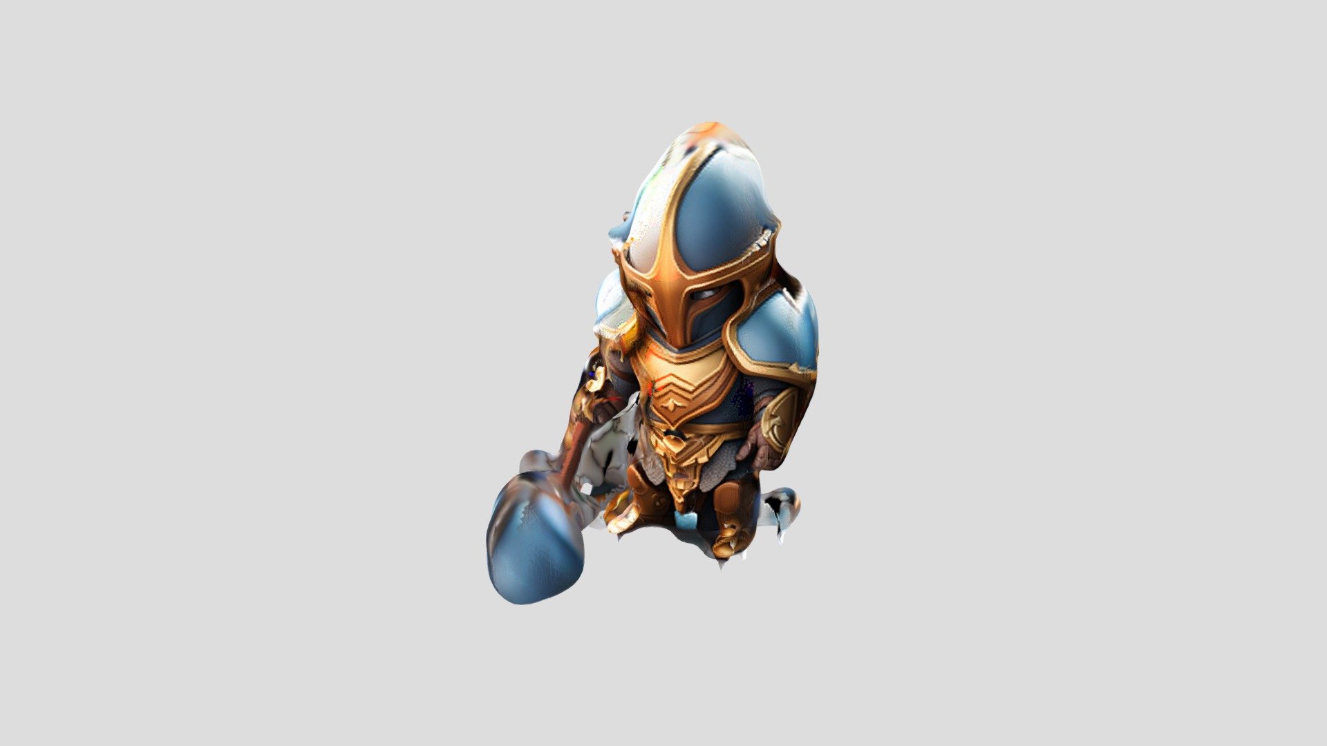 Gold and Blue Knight in Armor with Axe A gold - Download Free 3D model ...