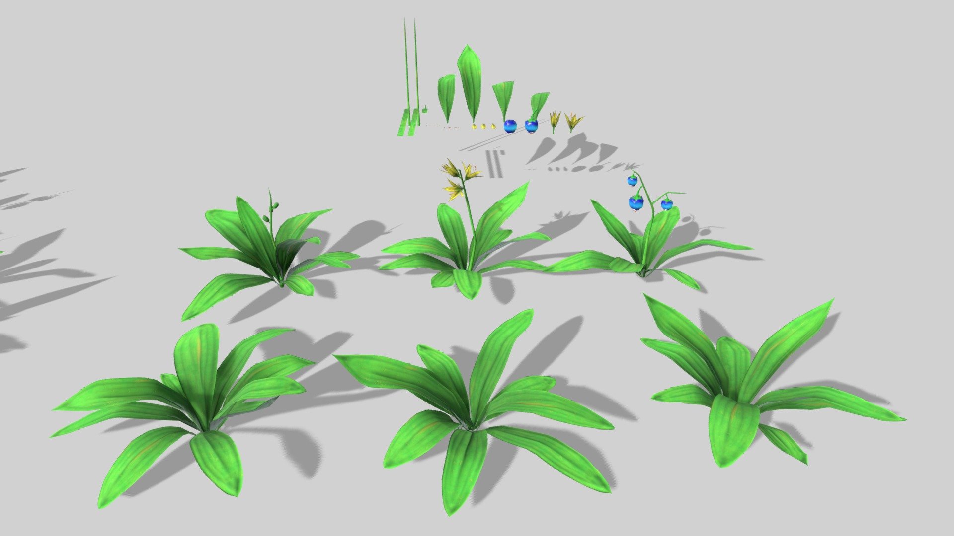 Stylized berry plant pack (lowpoly, game ready) - Download Free 3D ...