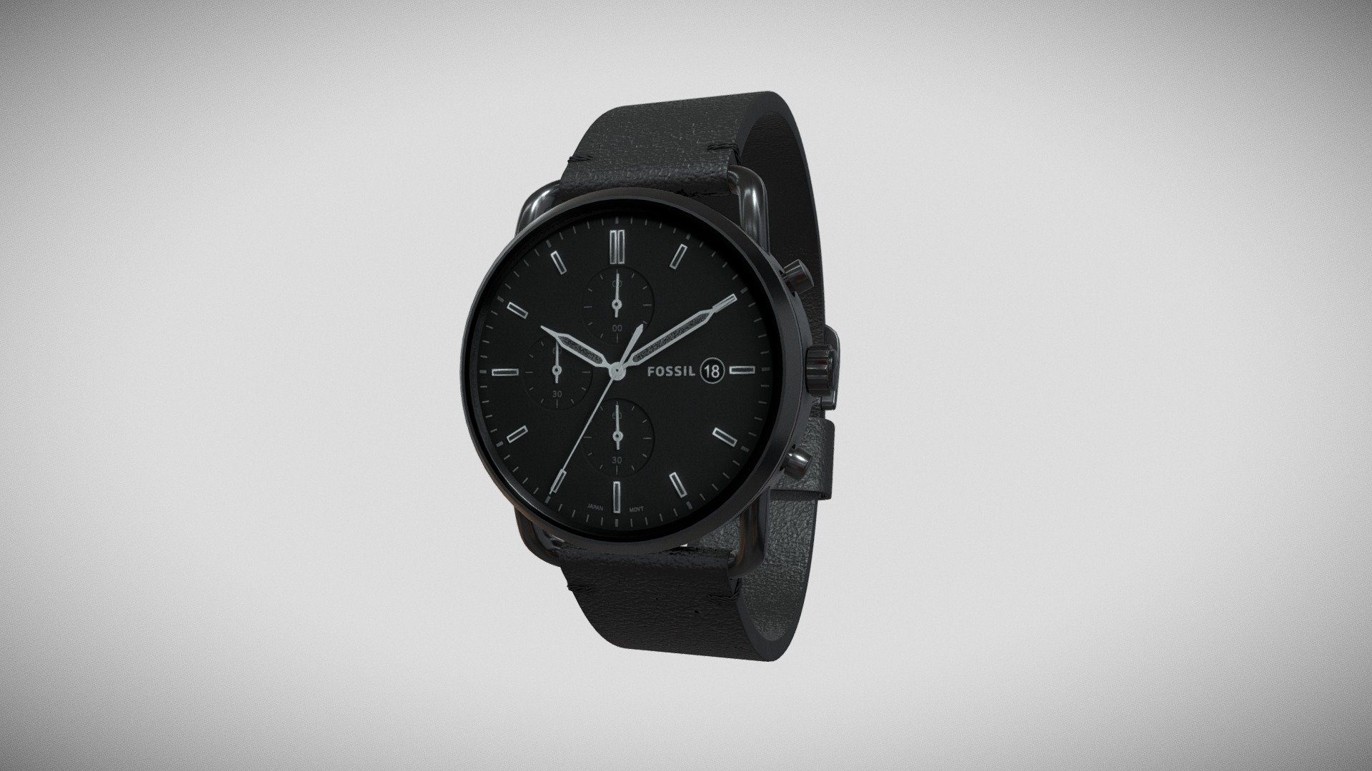 Fossil Chronograph Commuter Black Watch 42mm - Buy Royalty Free 3D ...