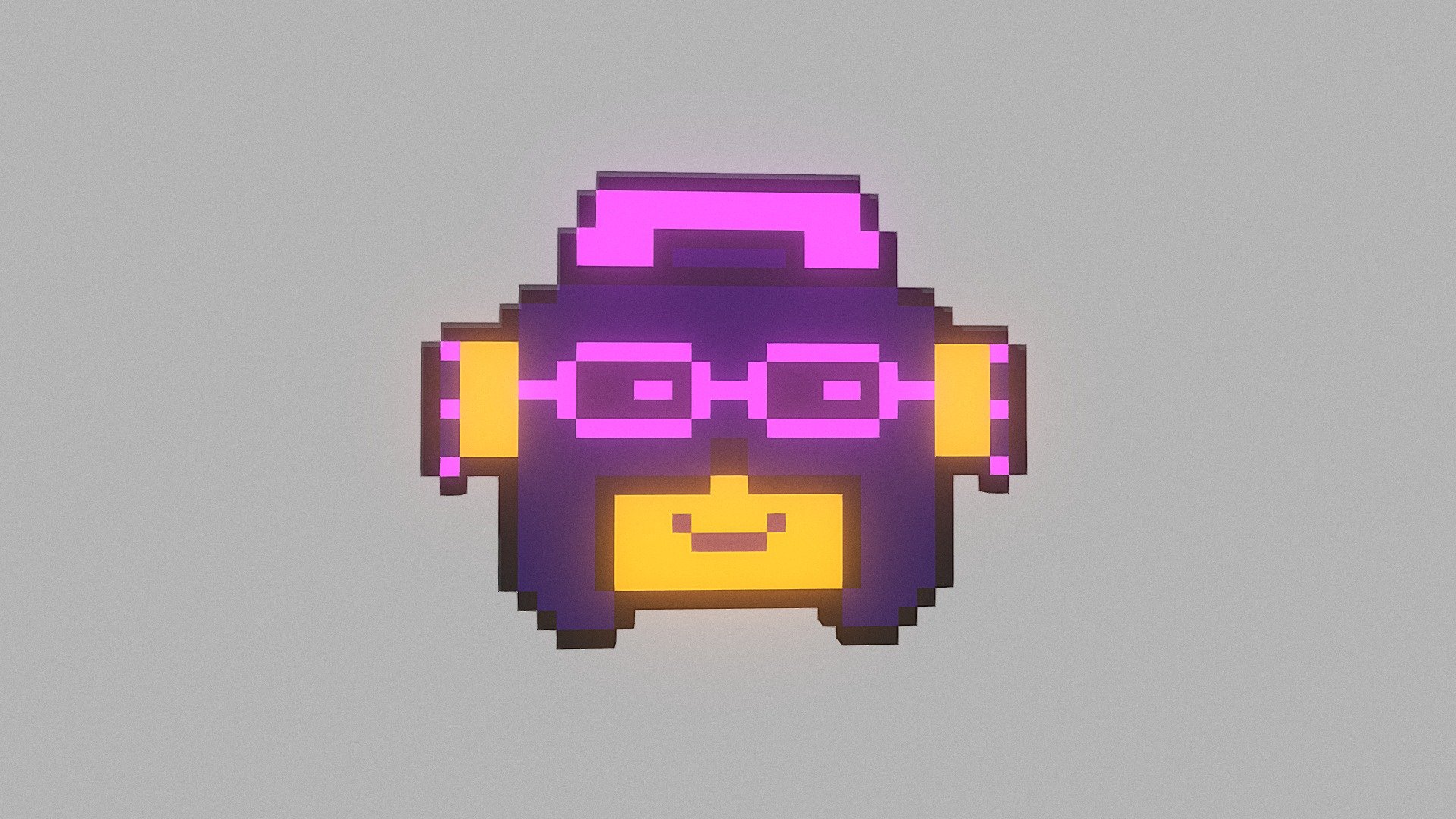 a neon pixel monkey's head - Download Free 3D model by alina_dreiman ...