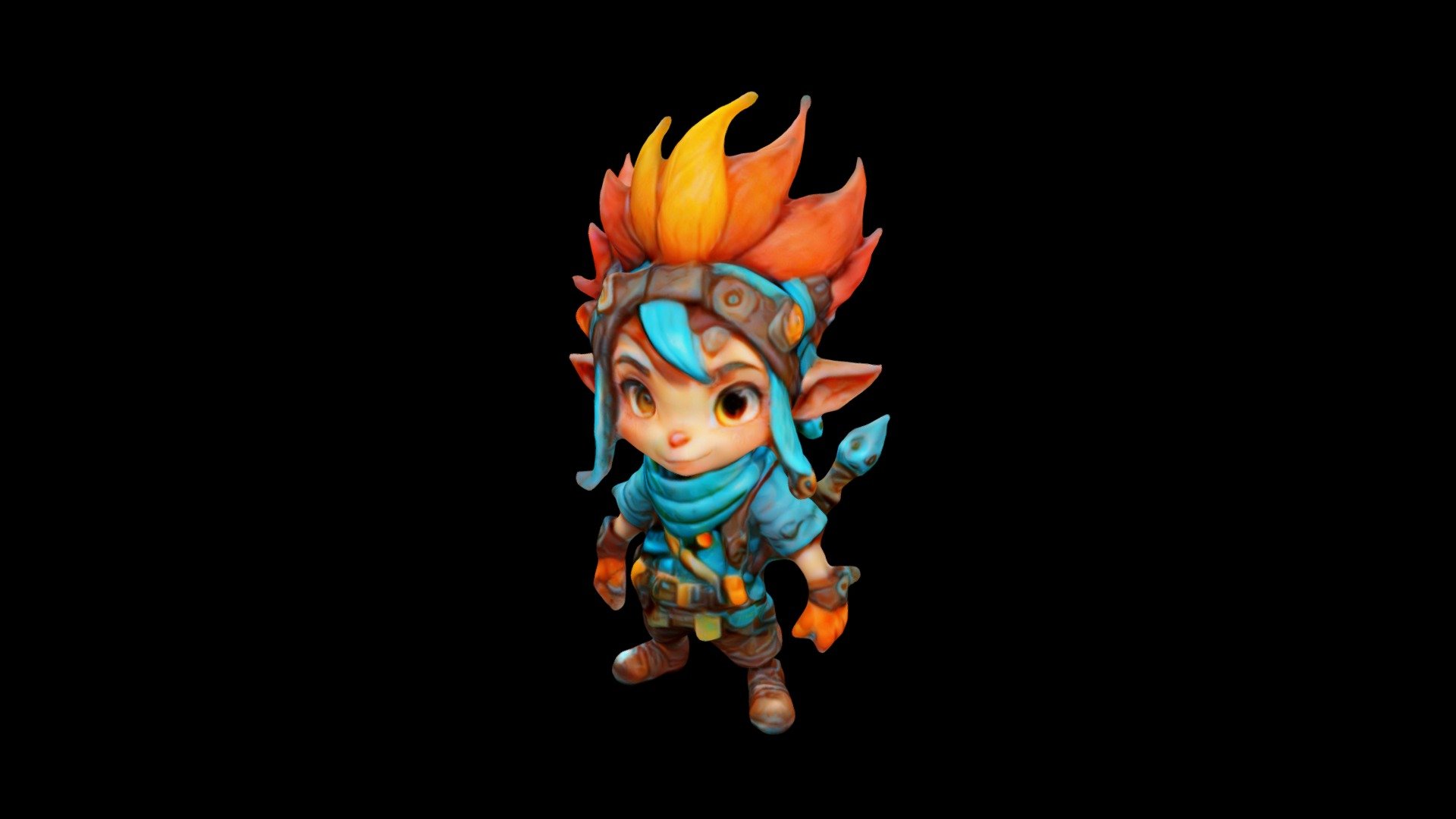 a character in the style of a cartoon with orang - Download Free 3D ...