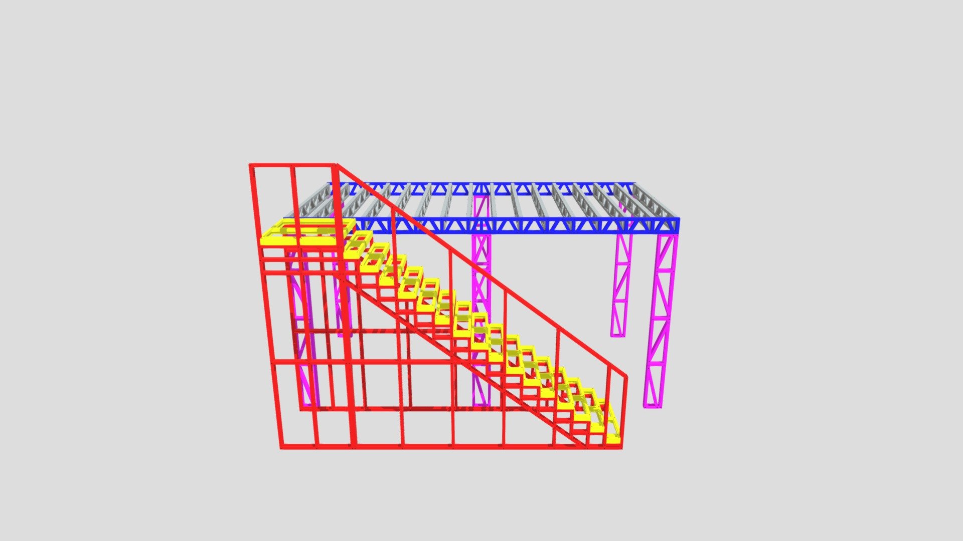 Mezzanine 3.0m x 6.0m with Stairs - Download Free 3D model by Steel ...