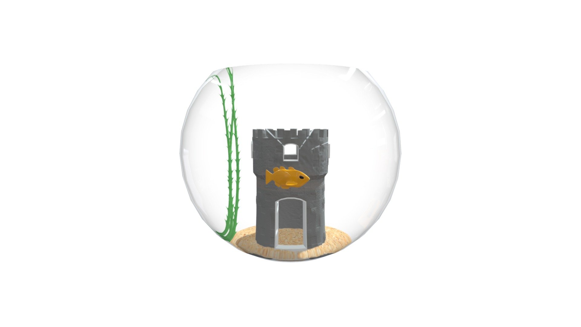 Fish bowl with Tower - 3D model by Ayse35 [89653fc] - Sketchfab