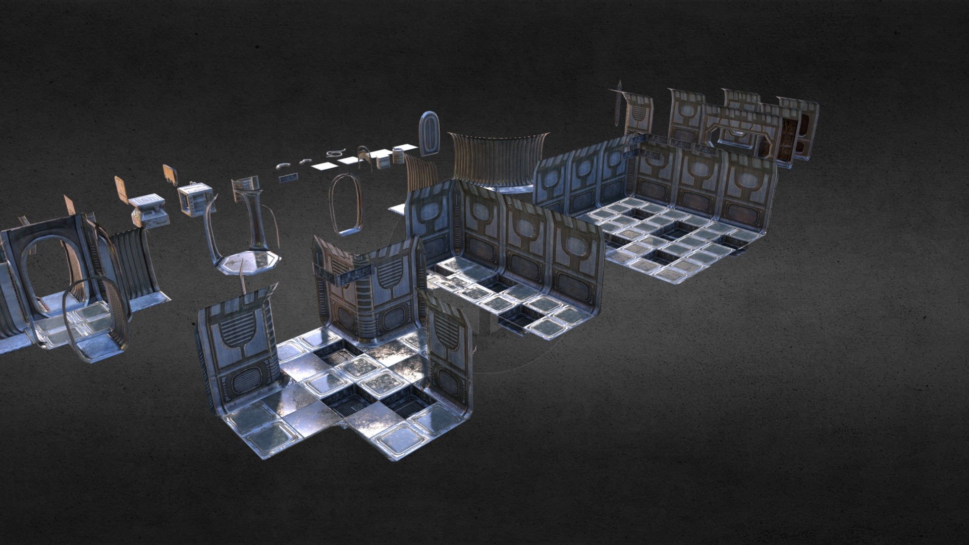 Modular sci-fi rooms (original concept) - Buy Royalty Free 3D model by ...