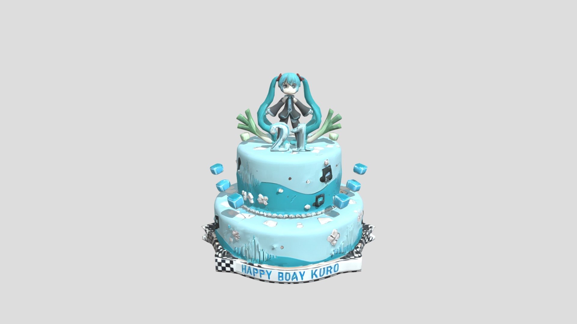 Birthday cake with Hatsune Miku theme - 3D model by qrweryr [897a9dd ...