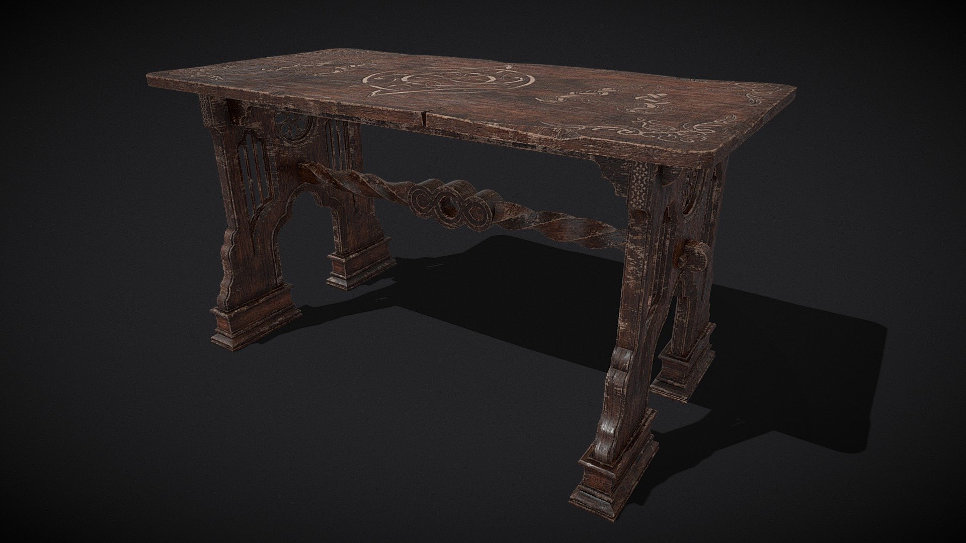Antique Mahogany Gothic Writing Desk - Buy Royalty Free 3D model by GetDeadEntertainment ...