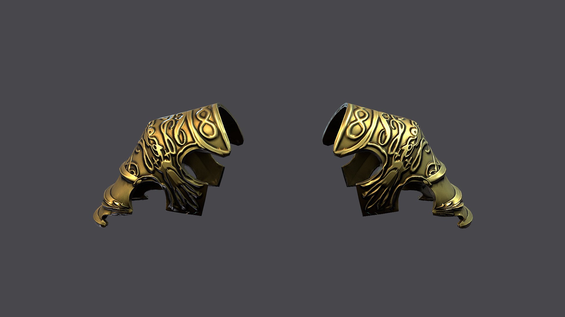 Gold Medieval Fantasy Shoulder Guards - Buy Royalty Free 3D model by ...