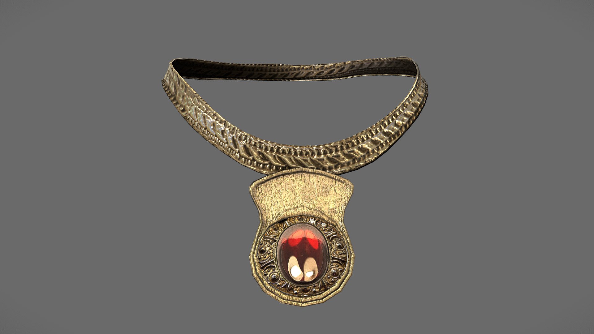 Gold Medallion Pendant Necklace - Buy Royalty Free 3D model by 3dia ...