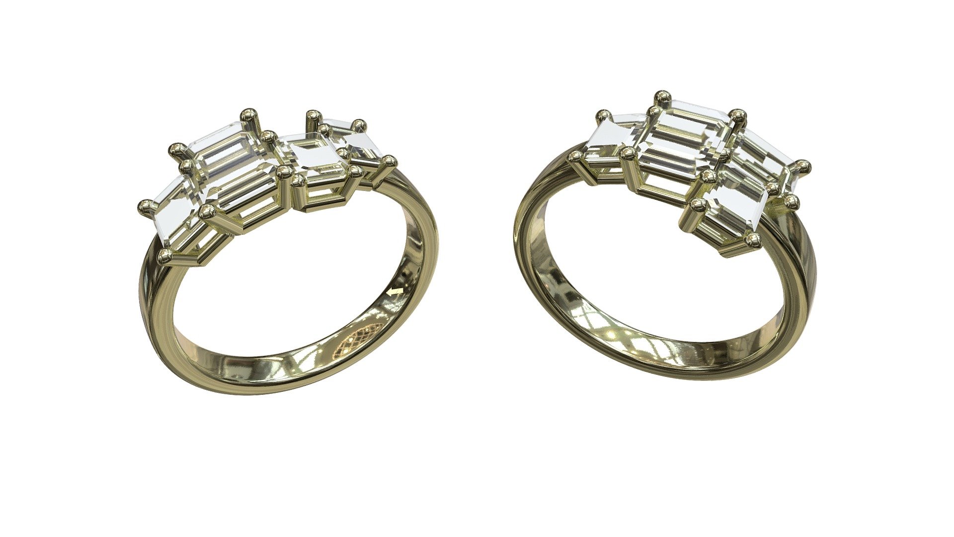 Emeralds Rings Comparative Designs - 3D model by Luis Rocha ...