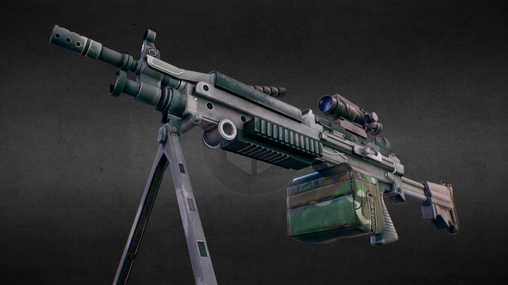 M249 SAW Machine Gun - 3D model by ZombieGunshipSurvival [89a04a9 ...